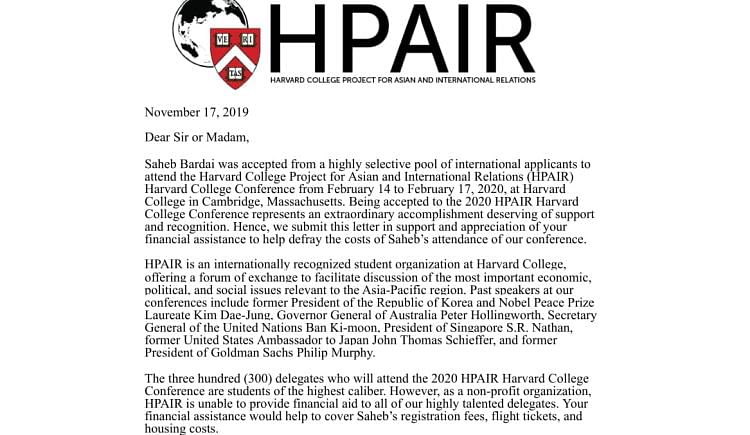Help Saheb Attend The HPAIR Harvard Conference - Ketto