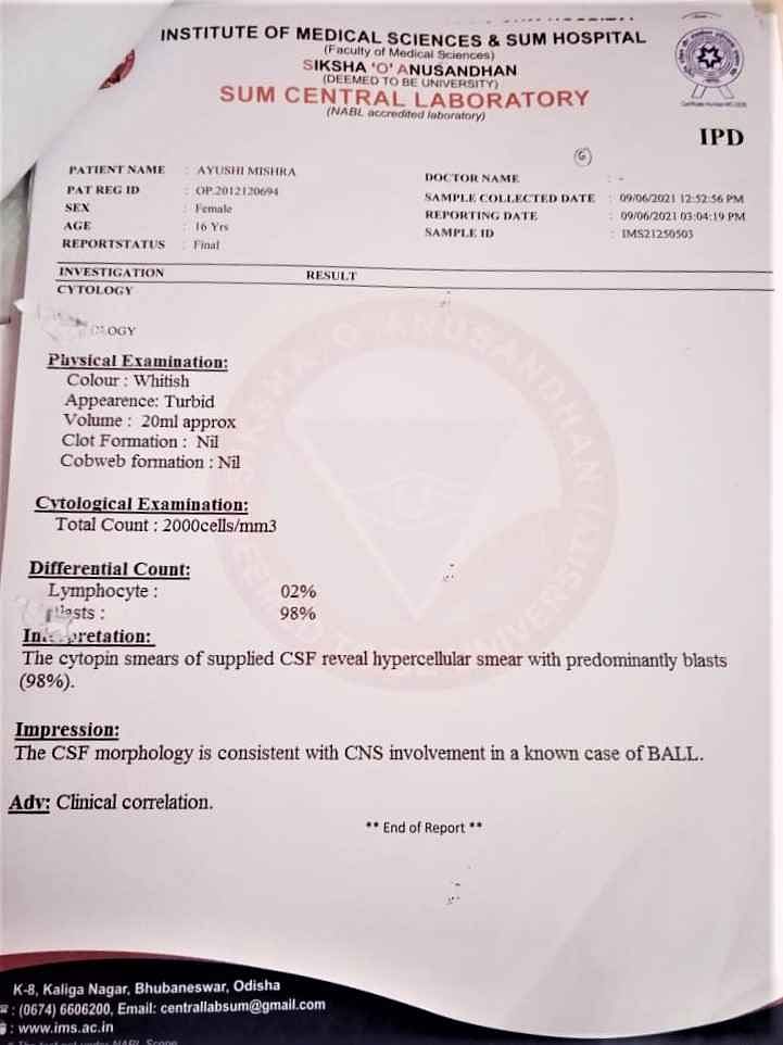 Save 16 Yrs Old Ayushi Fighting With Blood Cancer From Past 1.5 Years ...