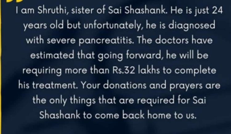Offer A Helping Hand To Support Sai Shashanks Treatment - Ketto